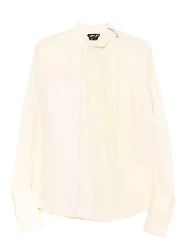 TOM FORD Pleated High-neck Top - Neutrals