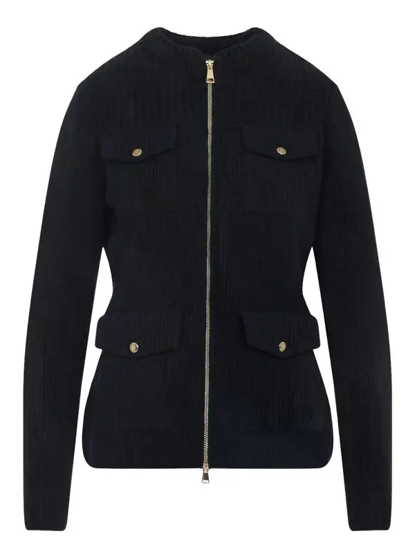Moncler Ribbed Fitted Jacket - Blue