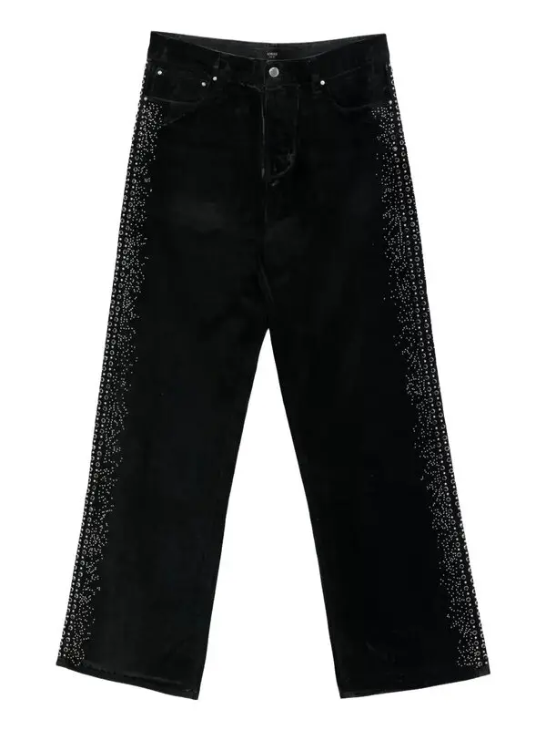 Amiri Embellished Velvet Jeans - Black
