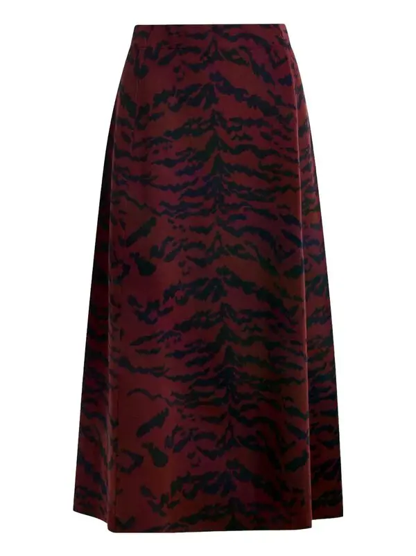 Essentiel Antwerp Tiger-print A-line Midi Skirt - Red