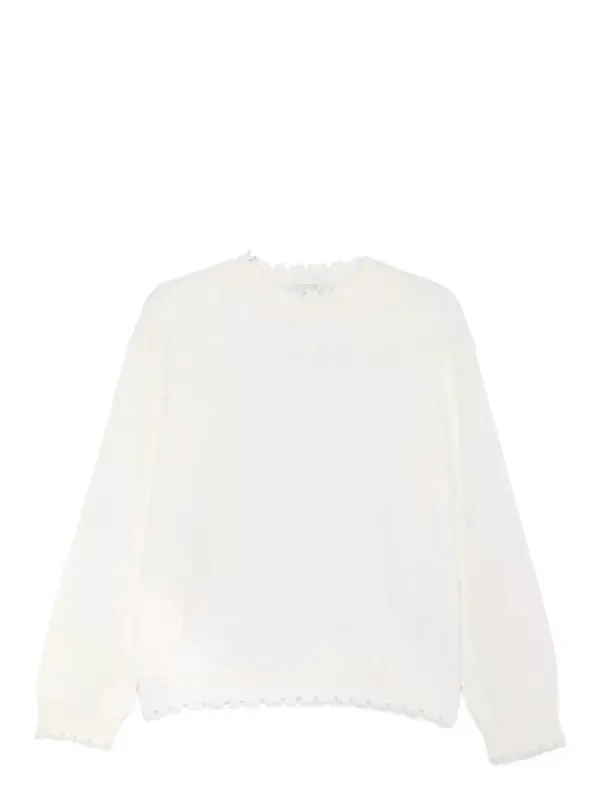 Antonelli Firenze Frayed-hem Round-neck Sweater - White