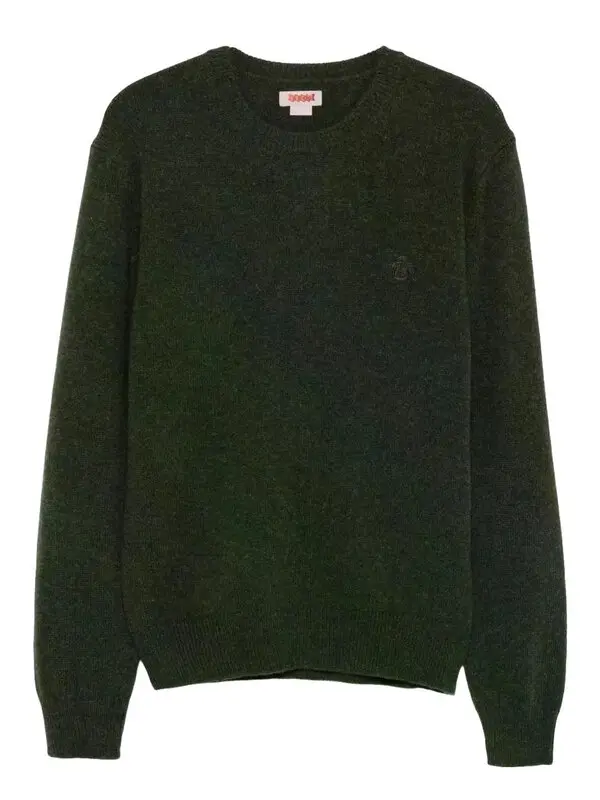 BARACUTA Embroidered Crew-neck Sweater - Green