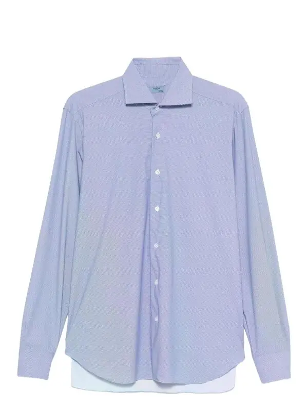 BARBA NAPOLI Pattern Button-down Shirt - Blue