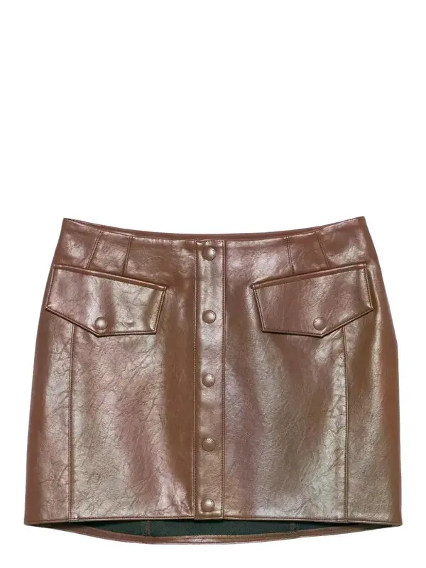 Patrizia Pepe Button-fastening Mini Skirt - B834 Earth Brown