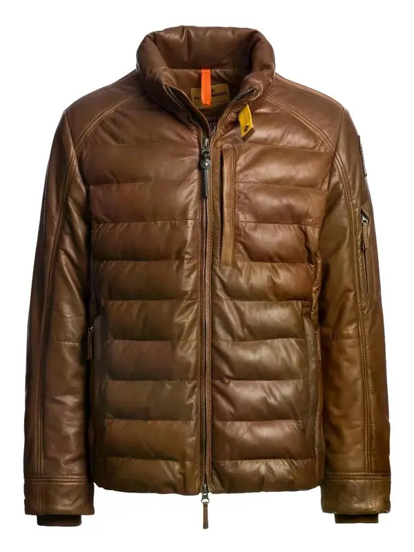 PARAJUMPERS Ernie Quilted Leather Jacket - Brown