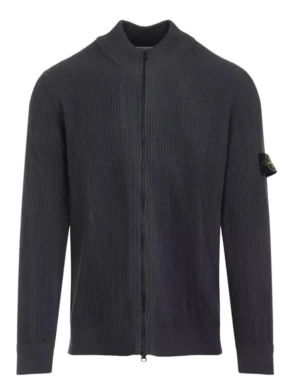 Stone Island Rib-knit Zip-fastening Sweater - Grey