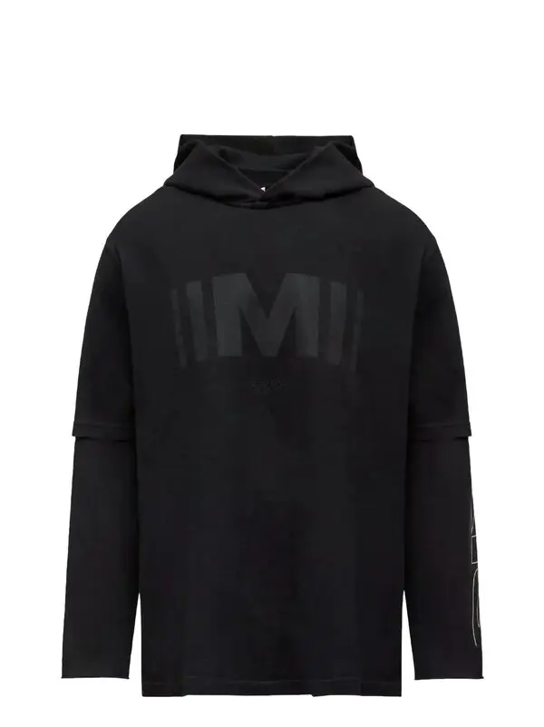 MAISON MARGIELA Graphic-print Layered Hoodie - Black