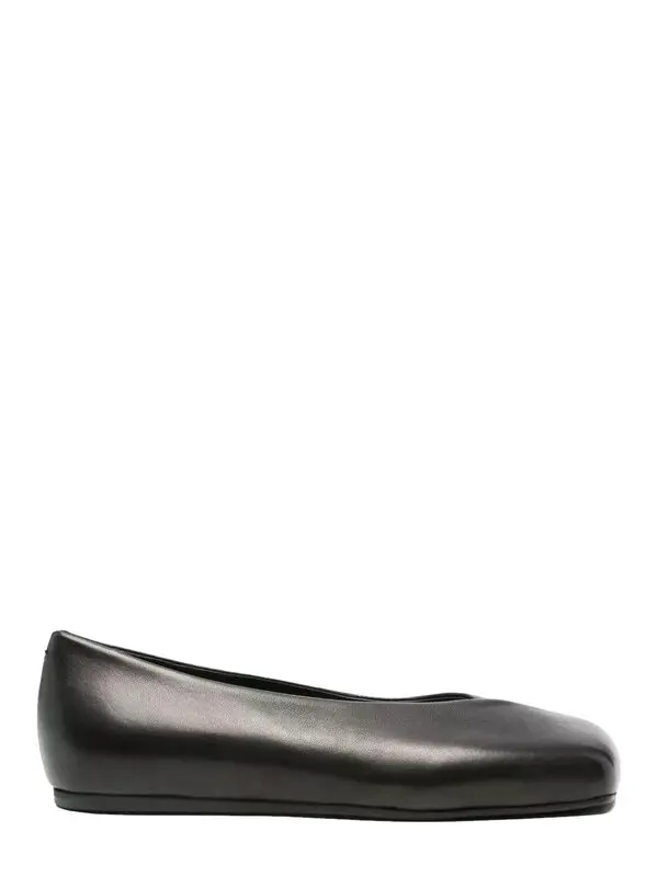VIC MATIE Square-toe Leather Ballet Flats - Black