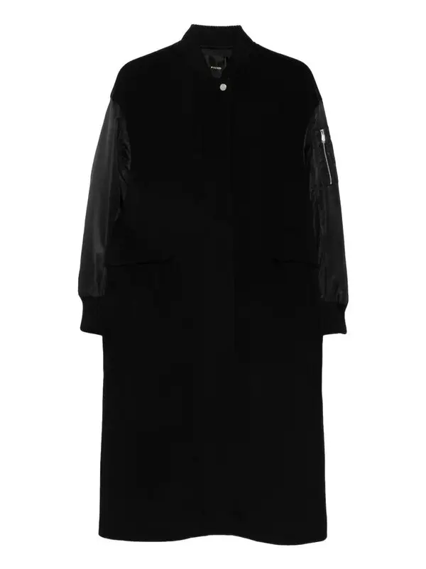 Pinko Satin-sleeve Wool Coat - Black