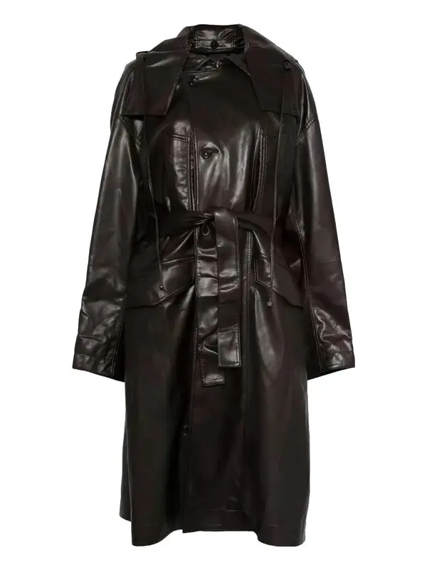 YCH Belted Hooded Coat - Brown