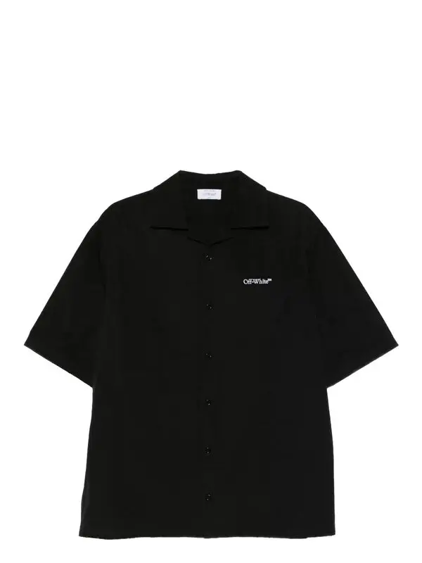 Off-White Logo-embroidered Short-sleeve Shirt - Black