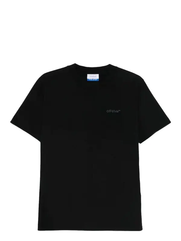 Off-White Logo-embroidered Cotton T-shirt - Black