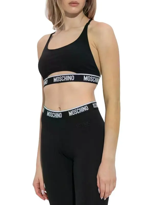 Moschino Z-logo Cut-out Crop Top - Black