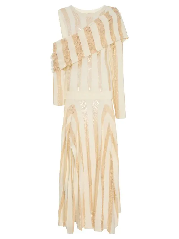 DIOTIMA Draped Crochet Maxi Dress - Ivory
