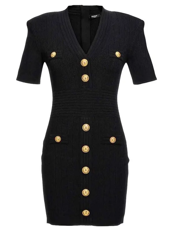 Balmain Chiocciola Knit Dress - Black