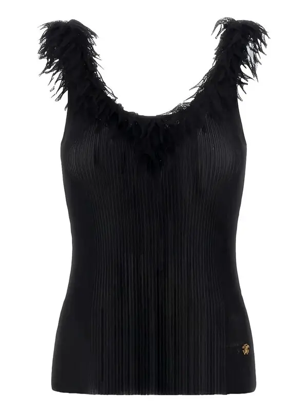 Roberto Cavalli Ribbed Trimmed Tank Top - Black