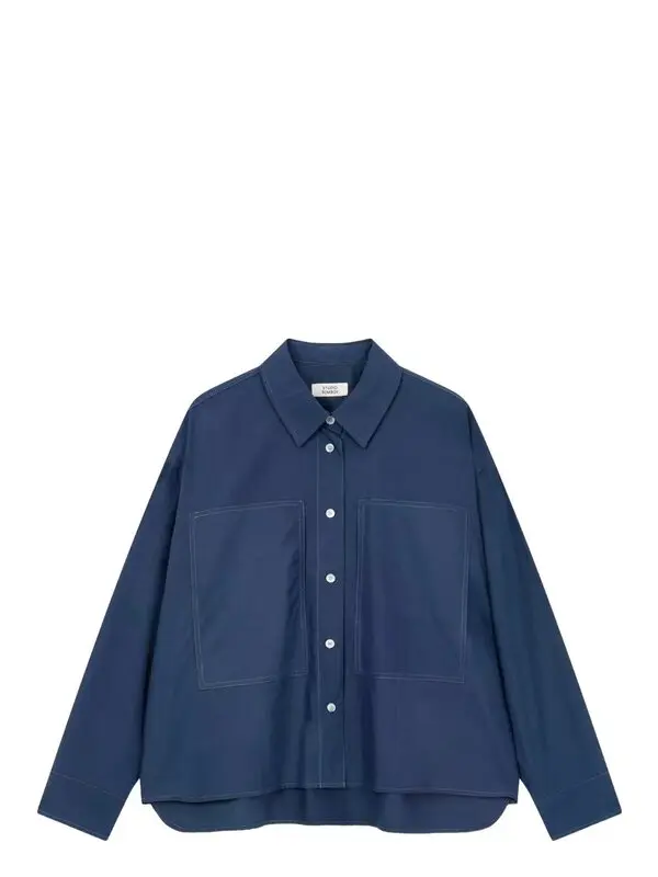 STUDIO TOMBOY Stitch-detailing Pocketed Shirt - Blue