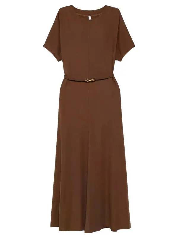 Imperial Belted Midi Dress - Brown