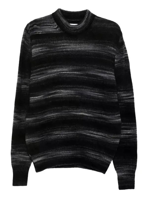 RANRA Striped Crew-neck Sweater - Black