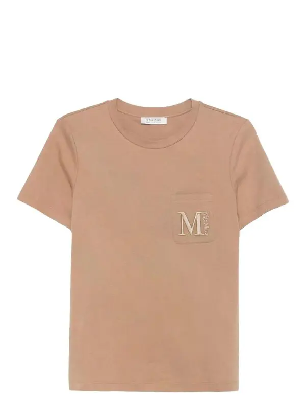 Max Mara Logo-embroidered T-shirt - Neutrals