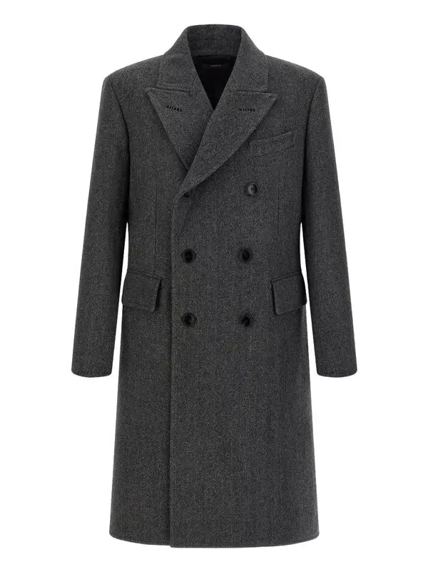 TOM FORD Herringbone Double-breasted Coat - Grey