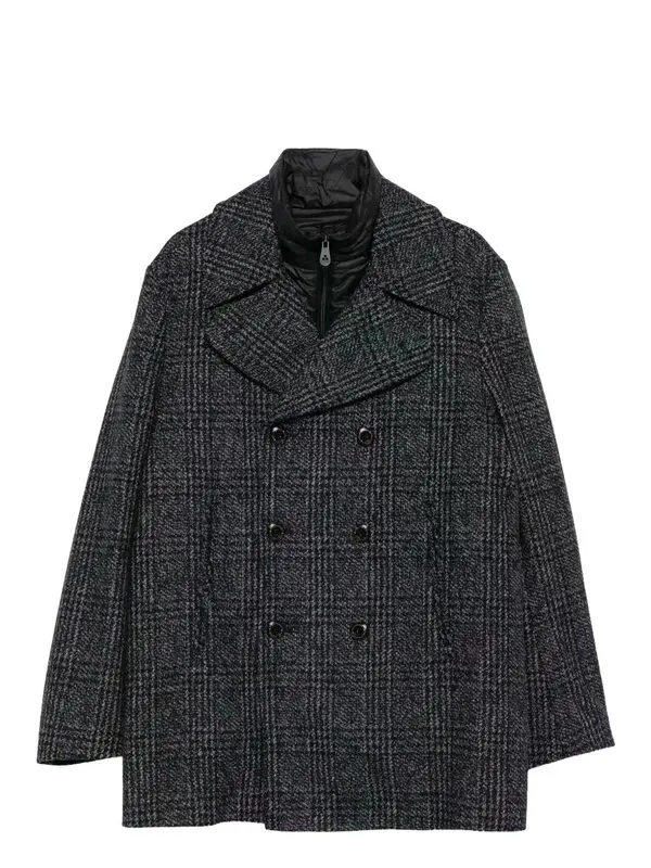 Peuterey Double-breasted Checked Coat - Grey