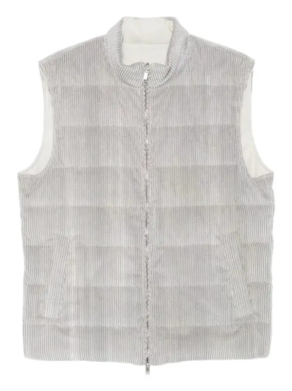 Eleventy Corduroy Quilted Vest - Grey