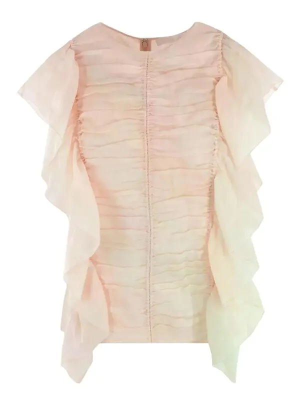 Chloé Ruffle-trim Ramie Top - Pink