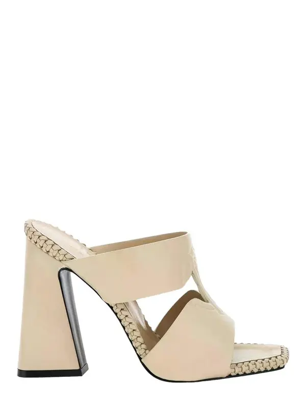 Roberto Cavalli Braided-trim Block-heel Sandals - Neutrals