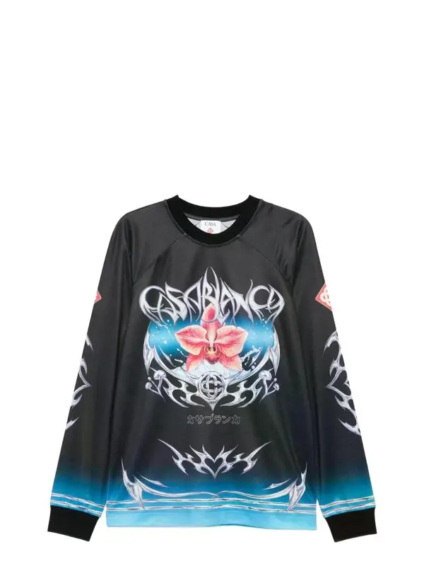 Casablanca Orchid-print Jersey - Black