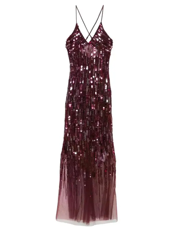 Elisabetta Franchi Sequin-embellished Maxi Dress - Red