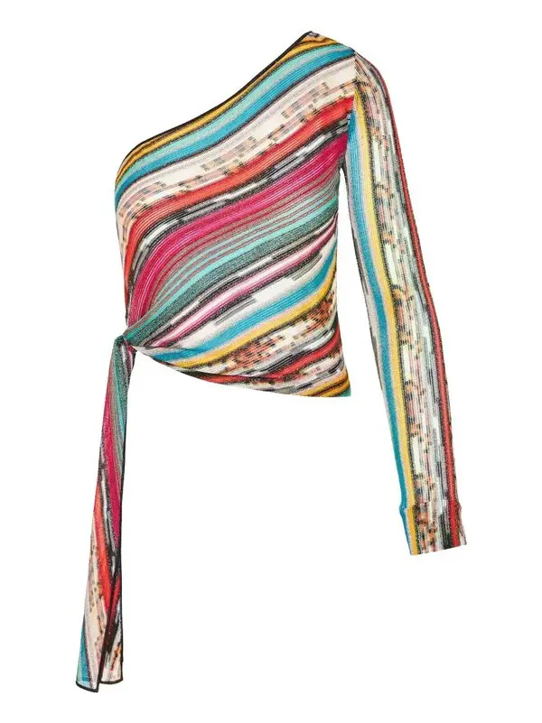 Missoni Striped One-shoulder Top - Pink