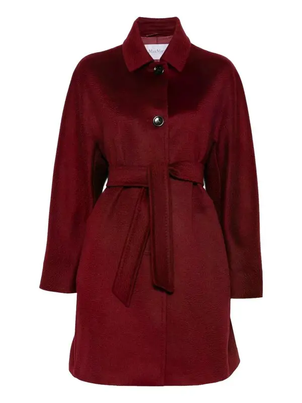 Max Mara Filato Belted Coat - Red