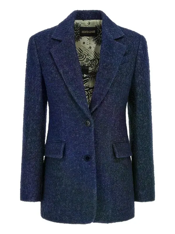 Roberto Cavalli Textured Single-breasted Blazer - Blue