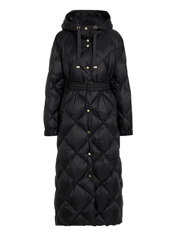 Max Mara Trepa Quilted Shell Hooded Coat - Black