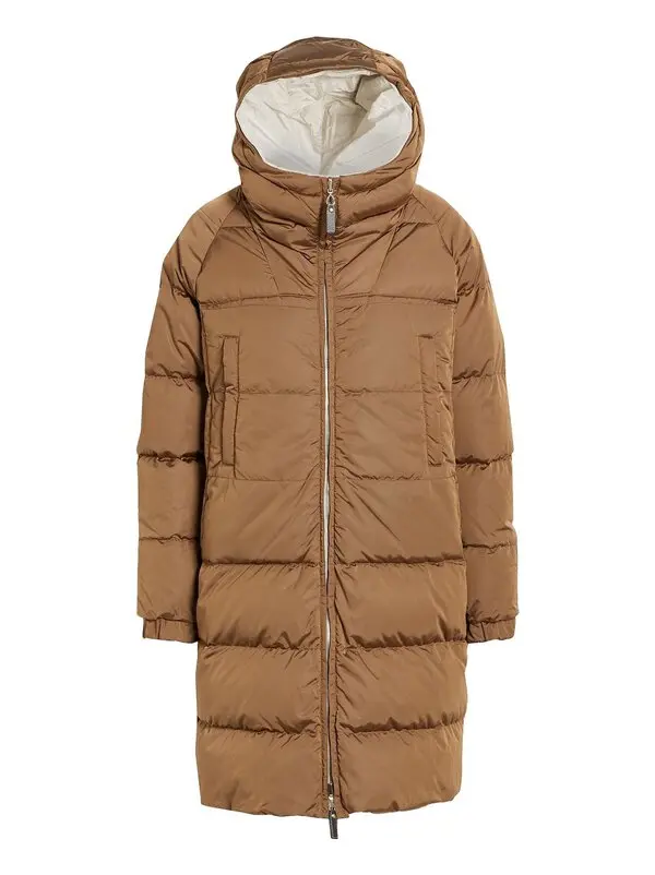 Max Mara Quilted Shell Hooded Coat - Light Brown
