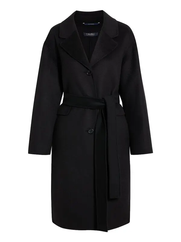 Max Mara James Belted Wool And Cashmere-blend Coat - Black
