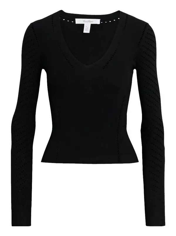 Max Mara Nadar Pointelle-knit Sweater - Black