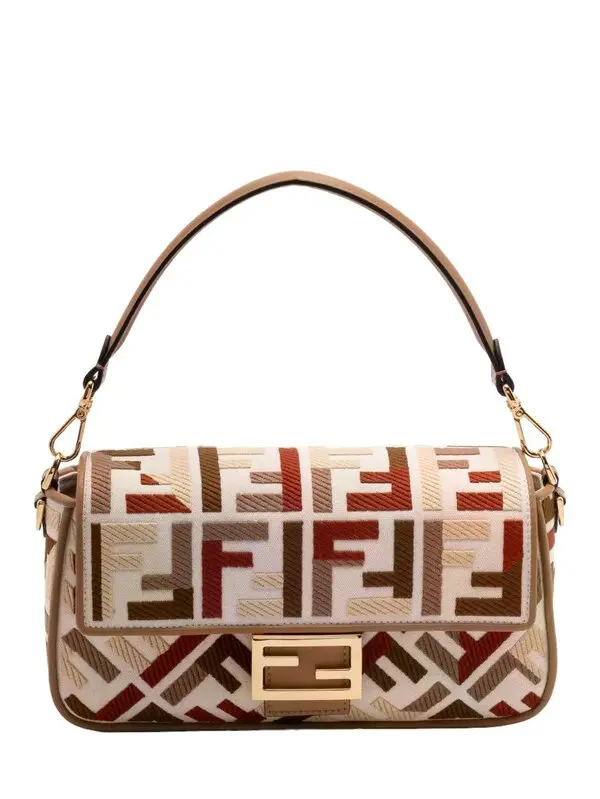 Fendi Medium Baguette Ff-motif Shoulder Bag - Neutrals