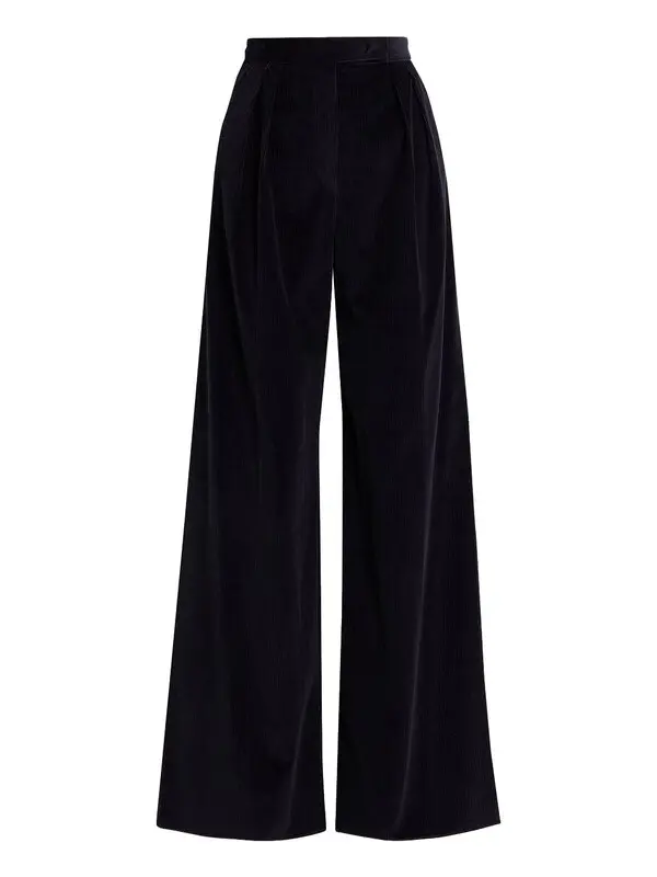 Max Mara Gilly Cotton-corduroy Wide-leg Pants - Midnight Blue