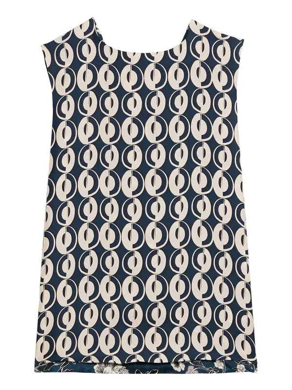 Max Mara Time Printed Silk-twill Top - Navy