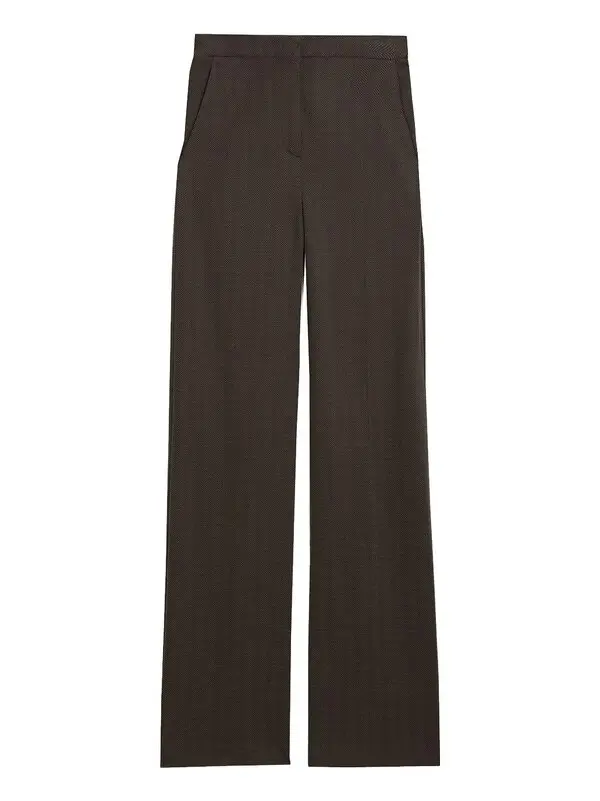 Max Mara Angora Herringbone Wool-blend Wide-leg Pants - Army Green
