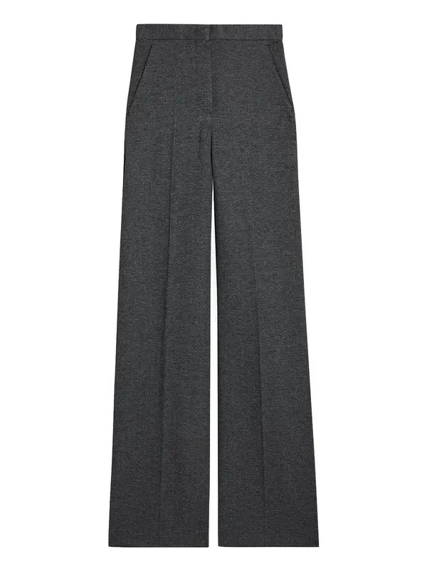 Max Mara Angora Herringbone Wool-blend Wide-leg Pants - Dark Gray