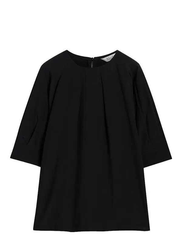 Max Mara Ecuador Pleated Silk Crepe De Chine Top - Black