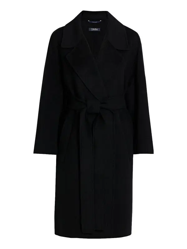 Max Mara Wool-felt Coat With Detachable Waist Tie - Black