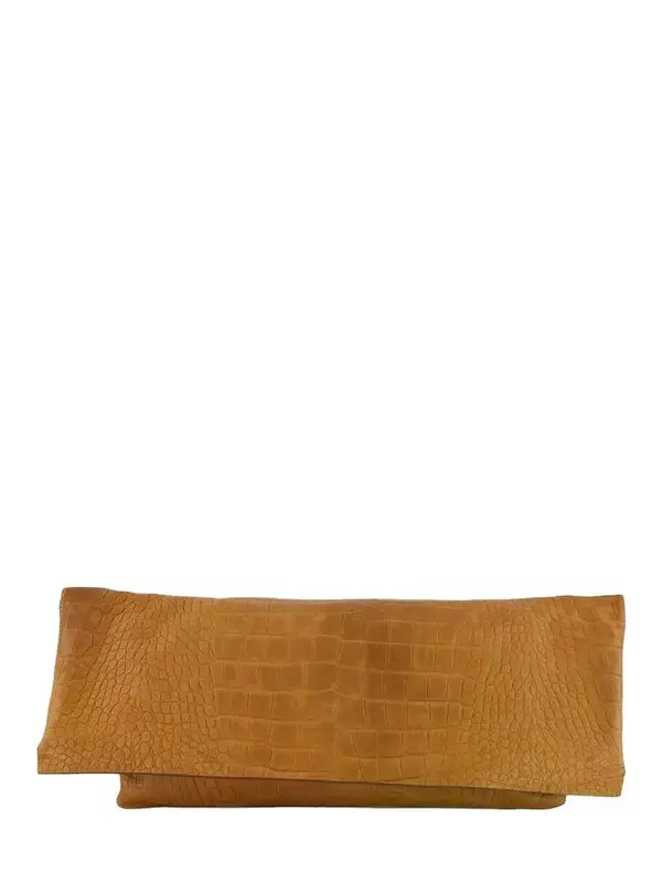 Johanna Ortiz Crocodile-embossed Clutch - Brown