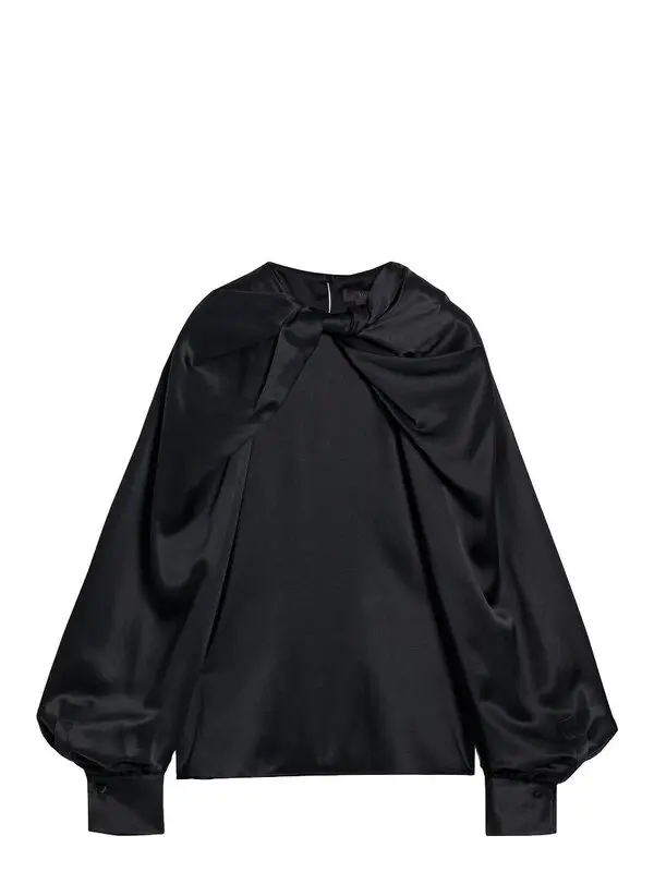 Max Mara Key Twisted Silk-satin Blouse - Black