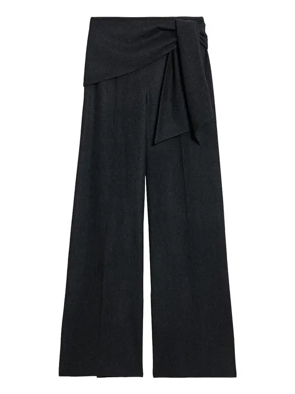 Max Mara Arsenio Tie-front Wide-leg Pants - Dark Gray