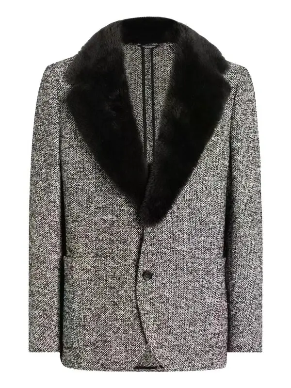 Dolce & Gabbana Fur-trimmed Blazer - Grey