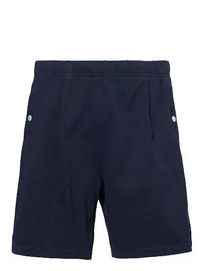 Stone Island Cotton-jersey Shorts With Embroidered Logo - Navy Blue